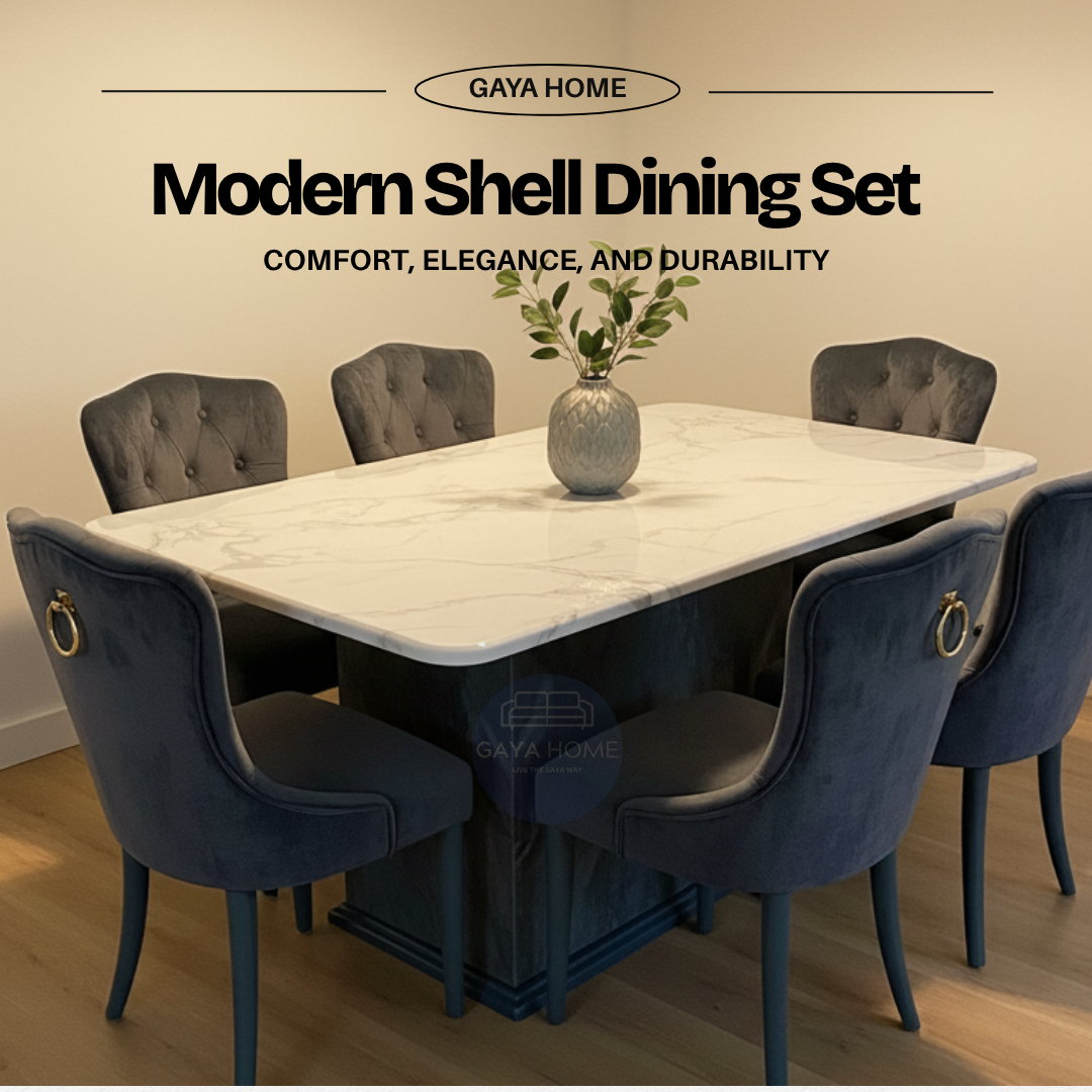 Modern Shell Dining Set | Marble Dining Set | Gaya Home