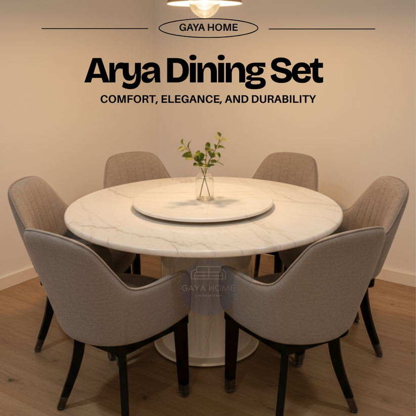Arya Dining Set | Round Marble Dining Set | Gaya Home